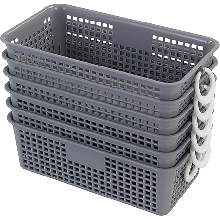Amazon.com: Neadas Gray Small Plastic Storage Basket, 6 Packs : Home ...