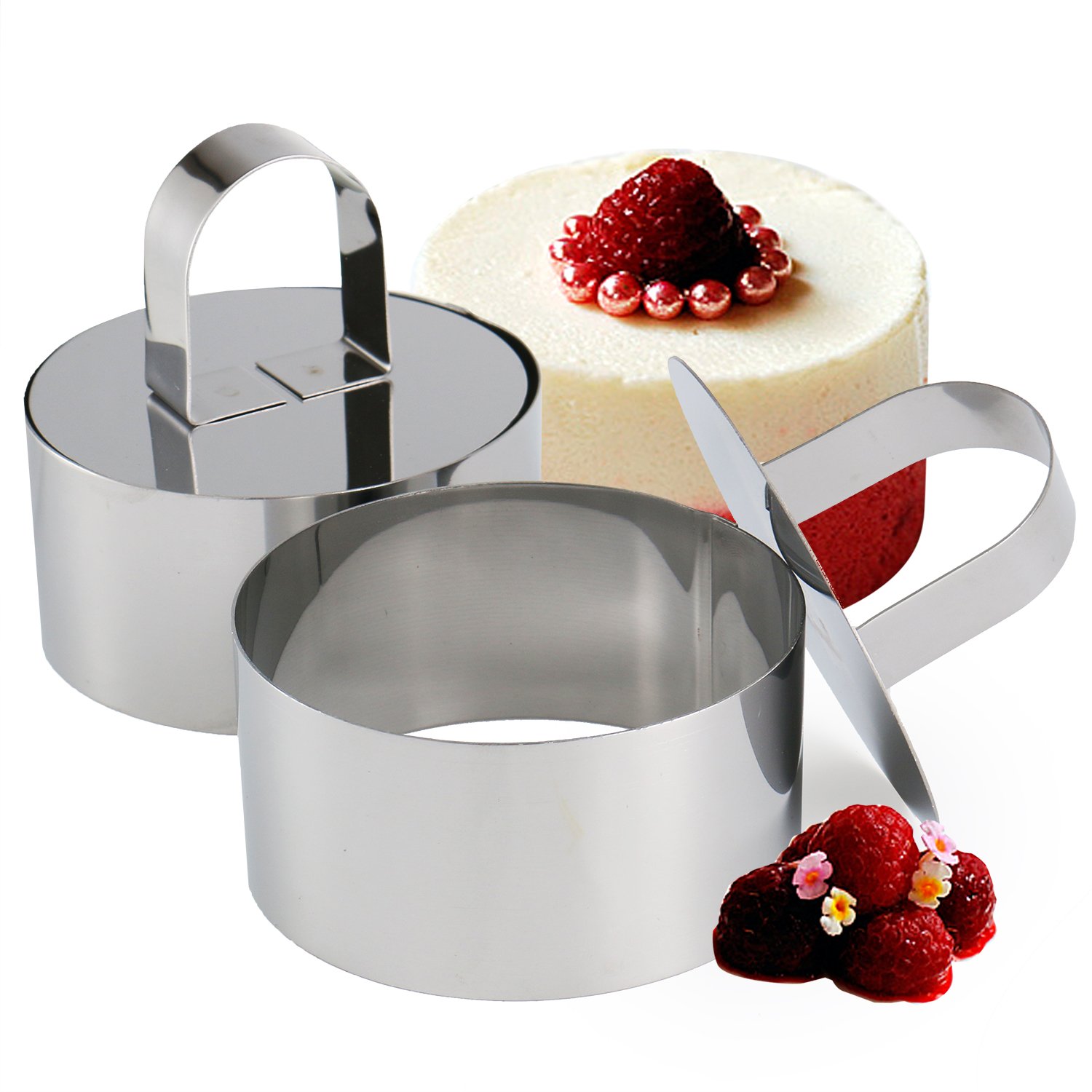 Amazon.com: Set of 2 - Round Stainless Steel Small Cake Rings, Mousse ...