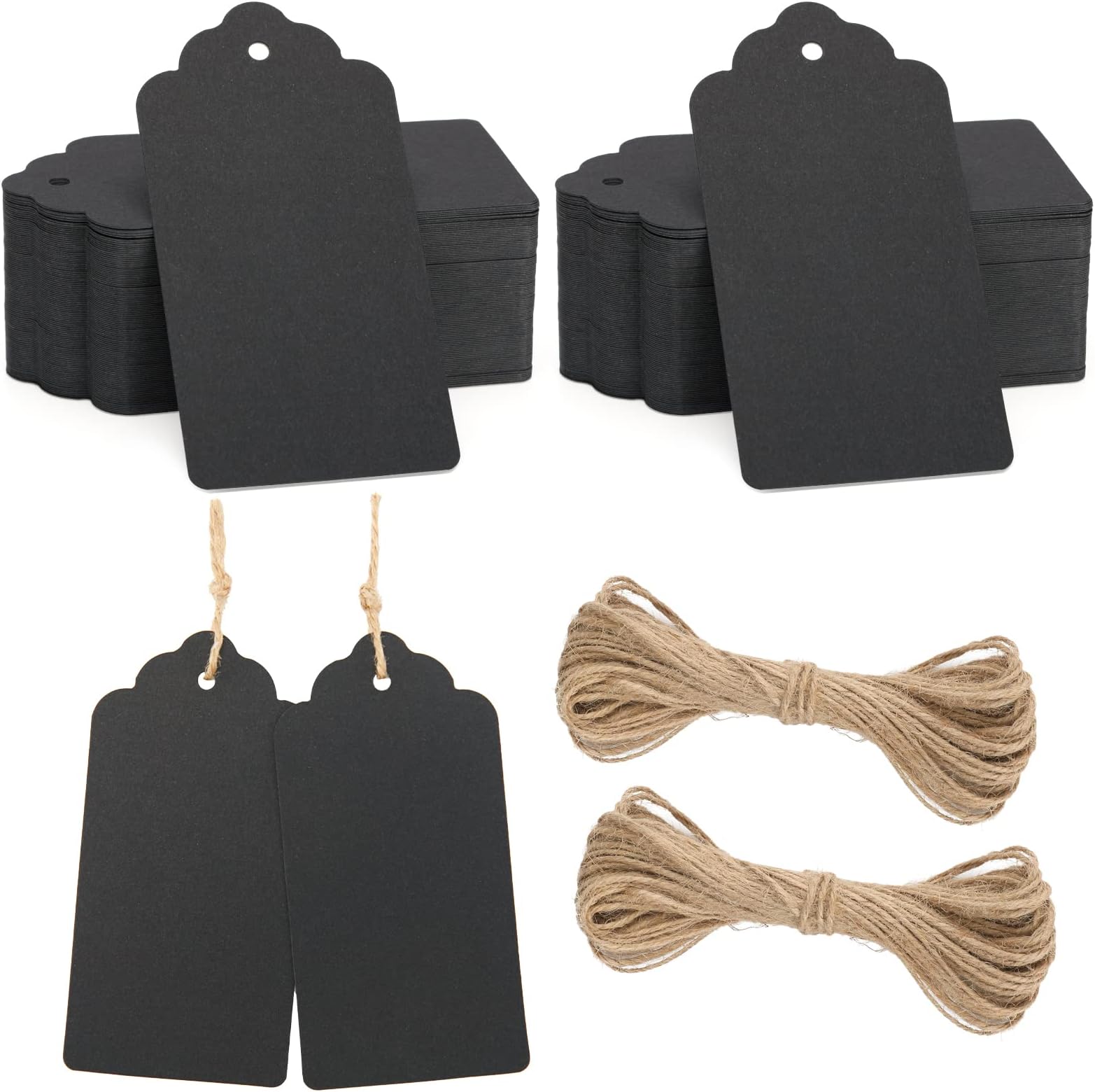 jijAcraft 100PCS Black Gift Tags Labels, Kraft Paper Tags 10x5cm Craft ...