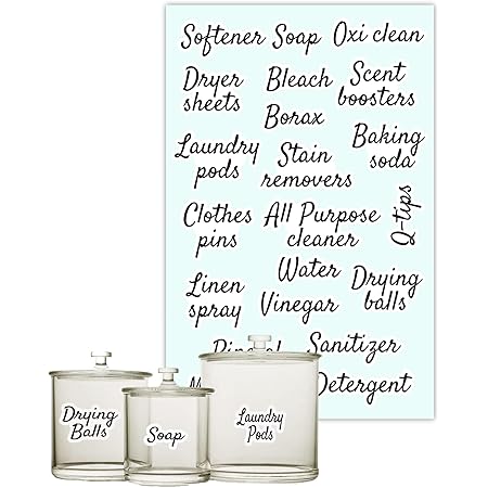 Amazon.com: Laundry Room Organizing Labels for Glass Jars, Canisters ...