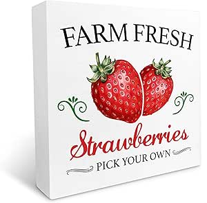 Amazon.com: Farm Fresh Strawberries Pick Your Own Wooden Box Sign ...