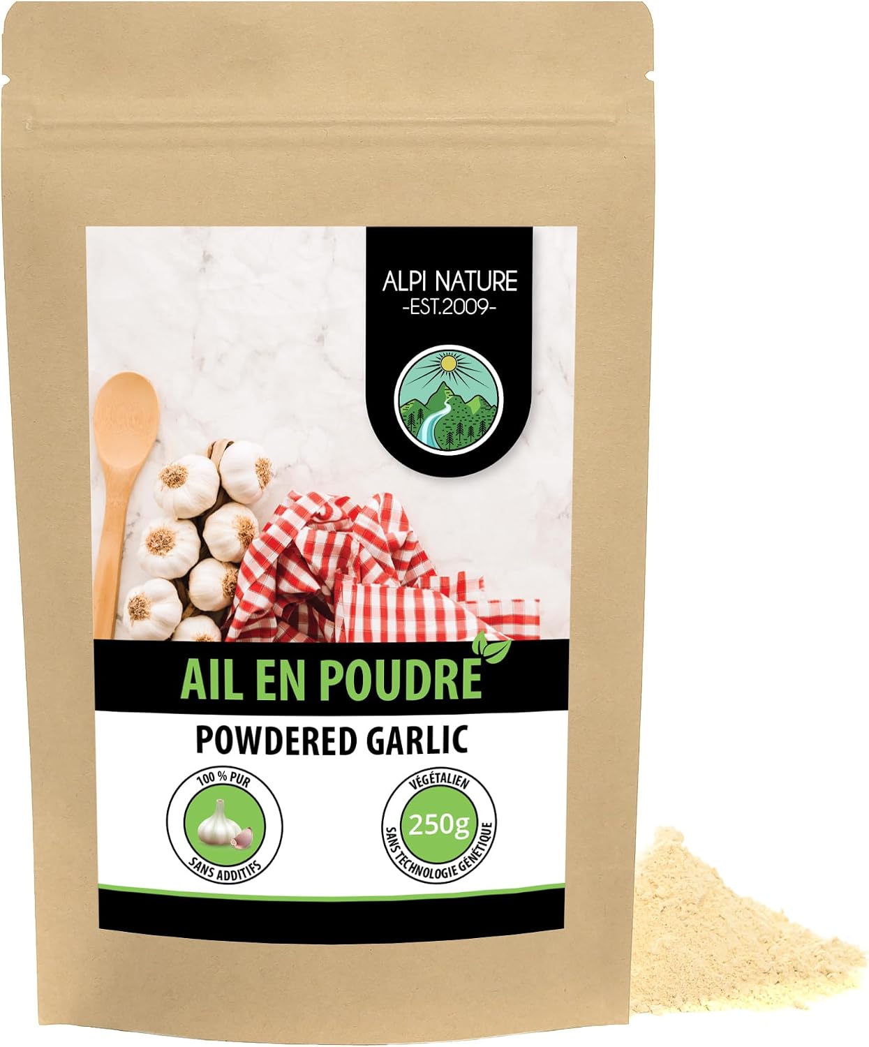 Alpi Nature Ail en Poudre 250g, Ail Déshydraté Moulu, Poudre d'Ail pour ...