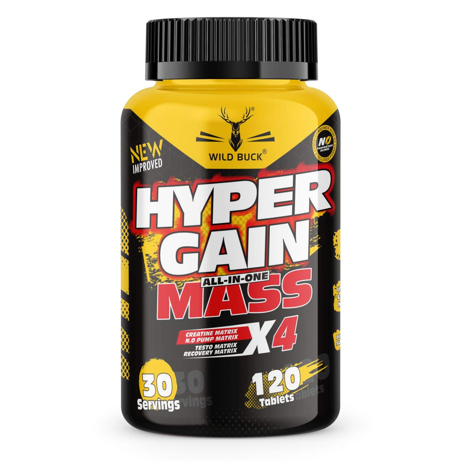 Wild Buck Hyper Gain Mass X4 Pure Lean Muscle Mass Gainer with Creatine ...