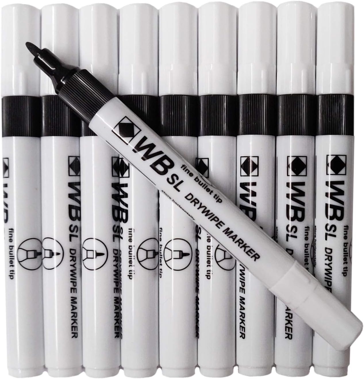 Essential Arts WB Whiteboard Drywipe Slimline Markers Fine Bullet Tip ...