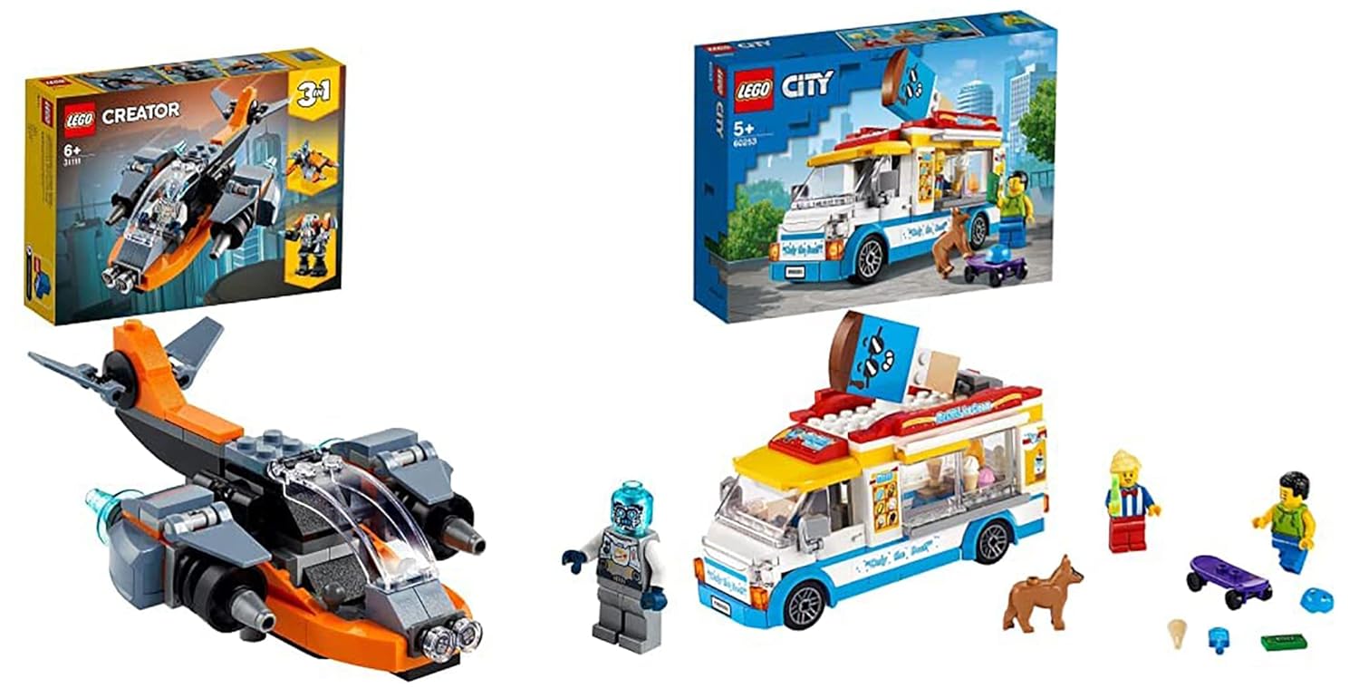 LEGO 3 in 1 Cyber Drone Building Set with Cyber Mech and Scooter+60253 ...