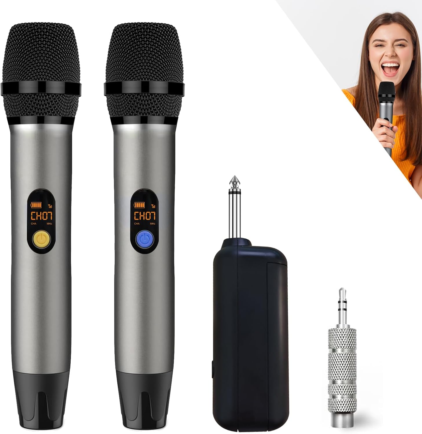 Amazon.com: HINGTAT Wireless Microphone, UHF Rechargeable Metal ...
