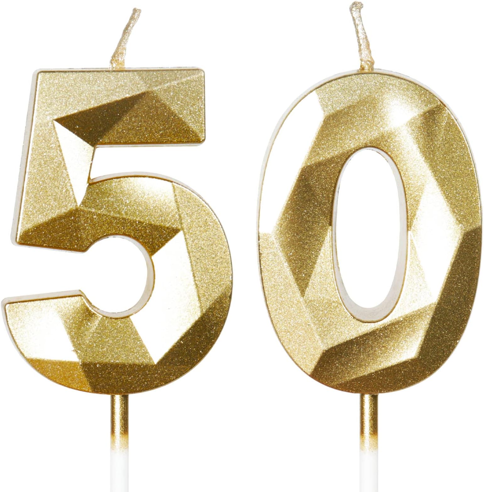 50th Birthday Candles - Number 50 Silver Candles for Cake Toppers ...