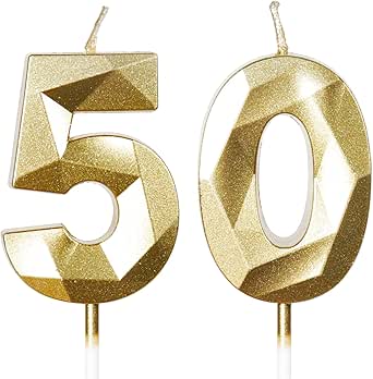 Amazon.com: Number 50 Candles,50th Birthday Candles,Gold Happy Birthday ...