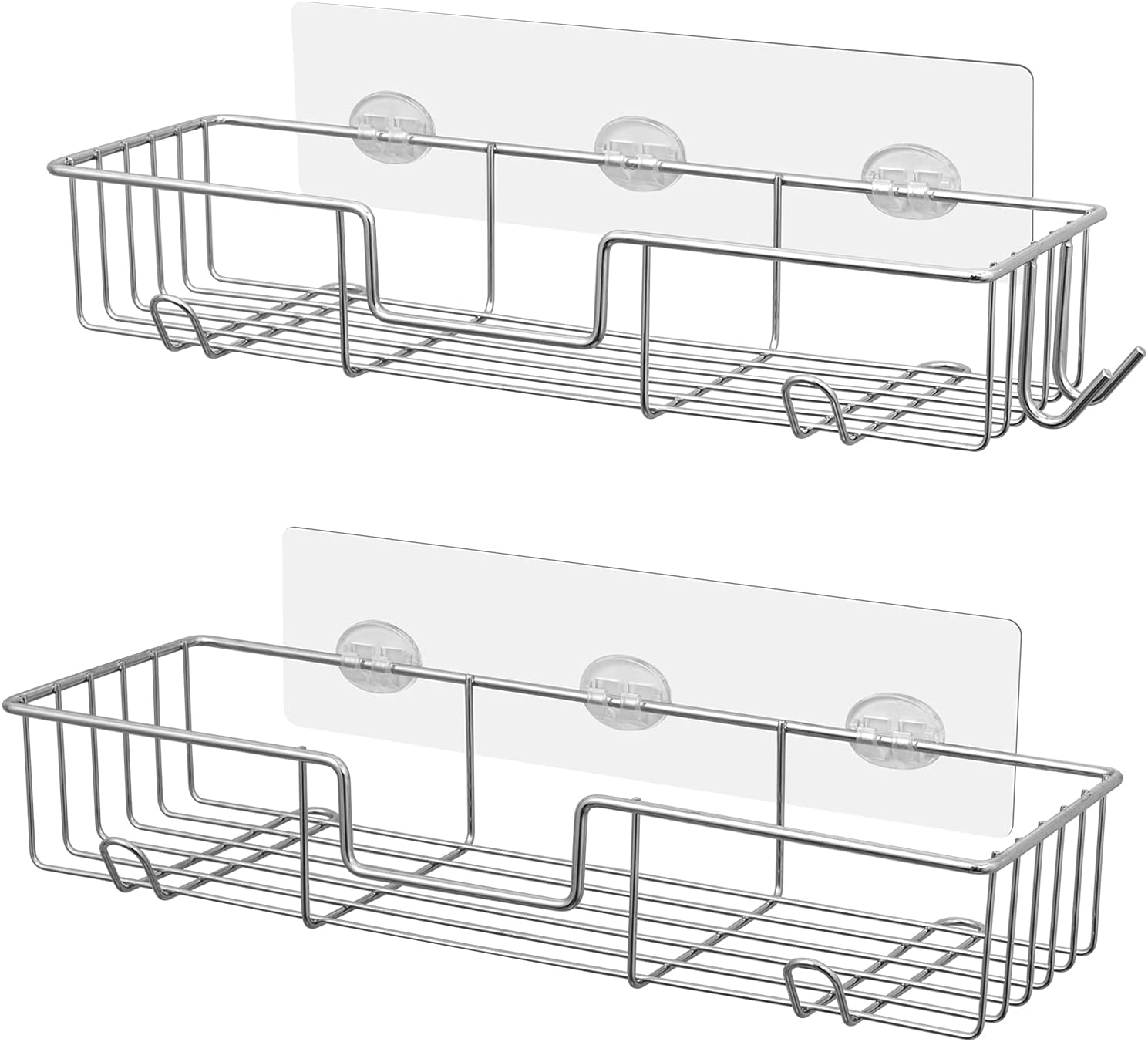 Amazon.com: AmazerBath Adhesive Shower Caddy Basket Rack with Hooks ...