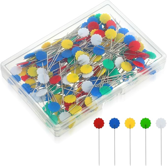 Amazon.com: Bremorou 200 Pcs Flat Head Straight Pins Multicolor Flat ...