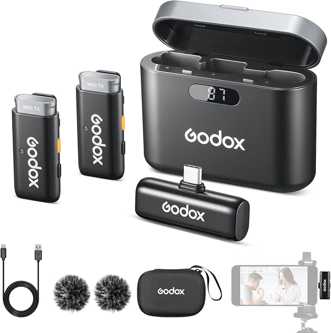 Amazon.com: GODOX WES2 Kit2 Wireless Microphone for Camera/PC/Android ...