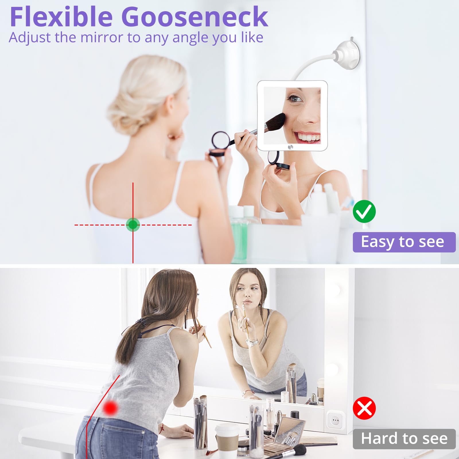 Snapklik.com : Fabuday Flexible Gooseneck 20X Lighted Magnifying Mirror ...