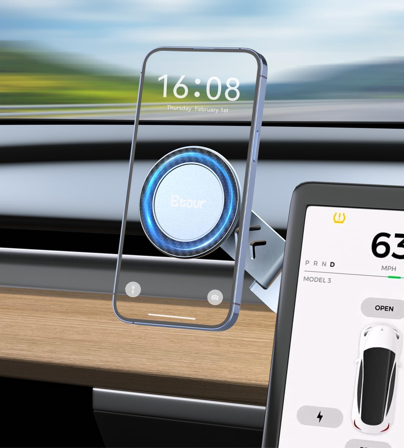 Amazon.com: Etour Magnetic Tesla Phone Mount, Car Mount for Tesla Model ...