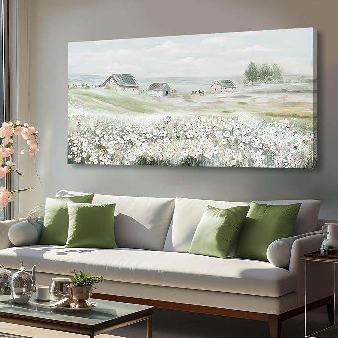 Amazon.com: Large Framed Wall Art for Living Room - Grassland Landscape ...