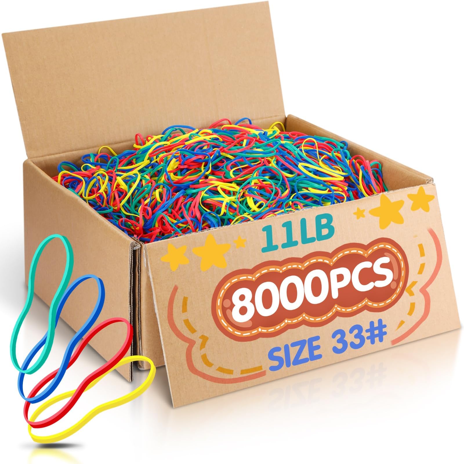 Amazon.com : ReliThick 8000 Pcs Rubber Bands Bulk for Office 11 lb ...