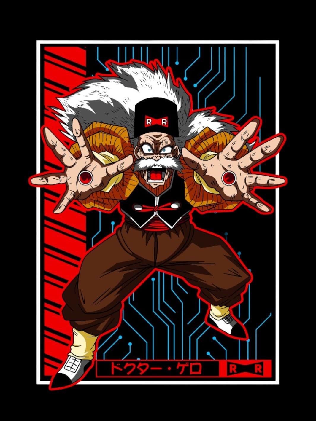 Soulhouse Dragon Ball Master Roshi Energized Poster Red & Blue | A3 ...