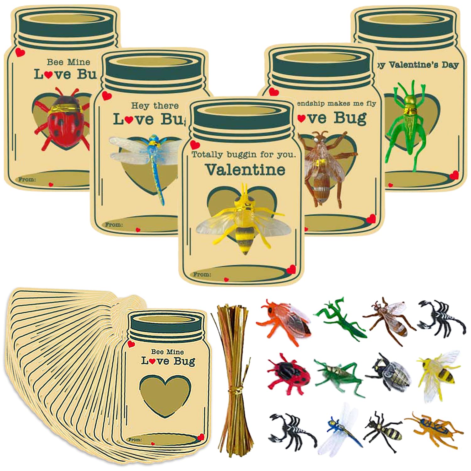 Buy Valentines Day Gifts Cards For Kids, 28 Pack Love Bug Card With 28 ...