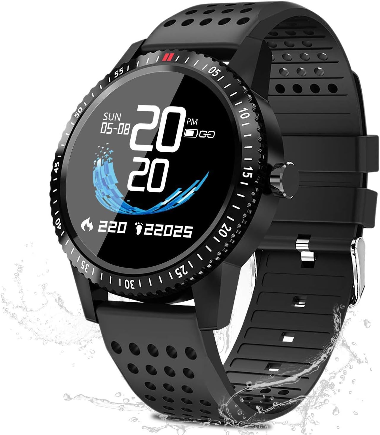 Smartwatch Fitness Uhr, Blutdruck Uhr mit Pulsuhren IP67 Wasserdicht ...