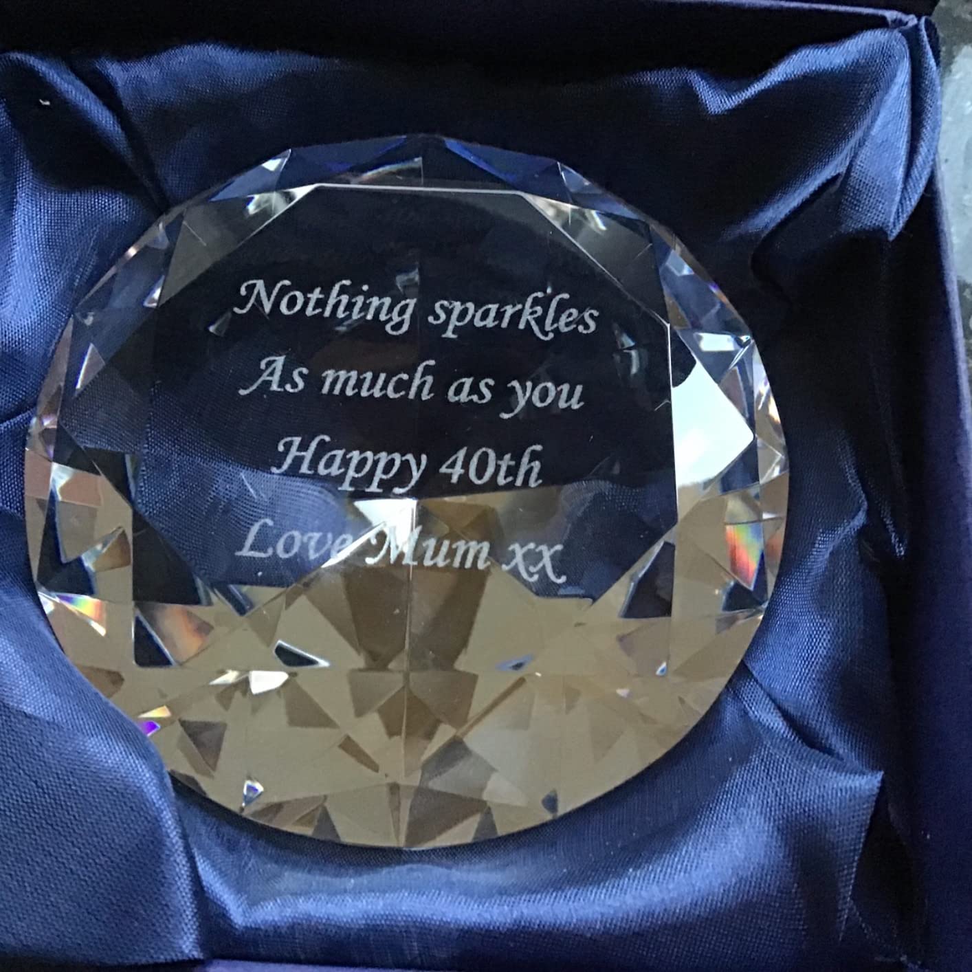 EIO Gifts Personalised Large Glass Diamond Paperweight - Engraved With ...