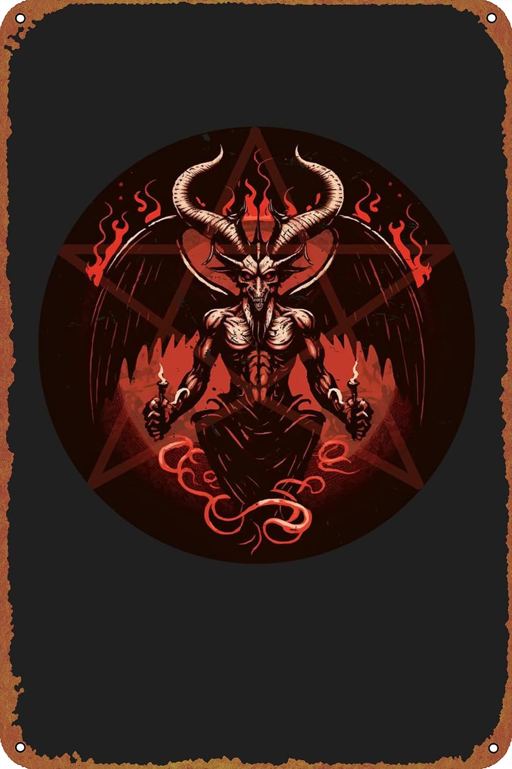 Amazon.com : Baphomet Satanic Occult Poster Metal Sign Tin Metal Retro ...
