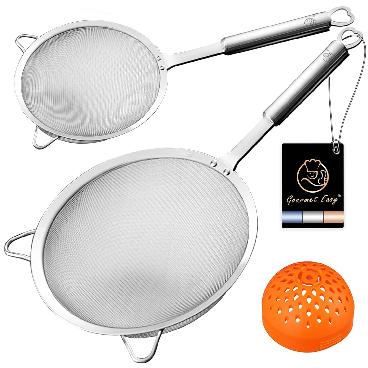 Stainless Steel Strainer Set - 1 Large Pasta Strainer + 1 Small Extra ...
