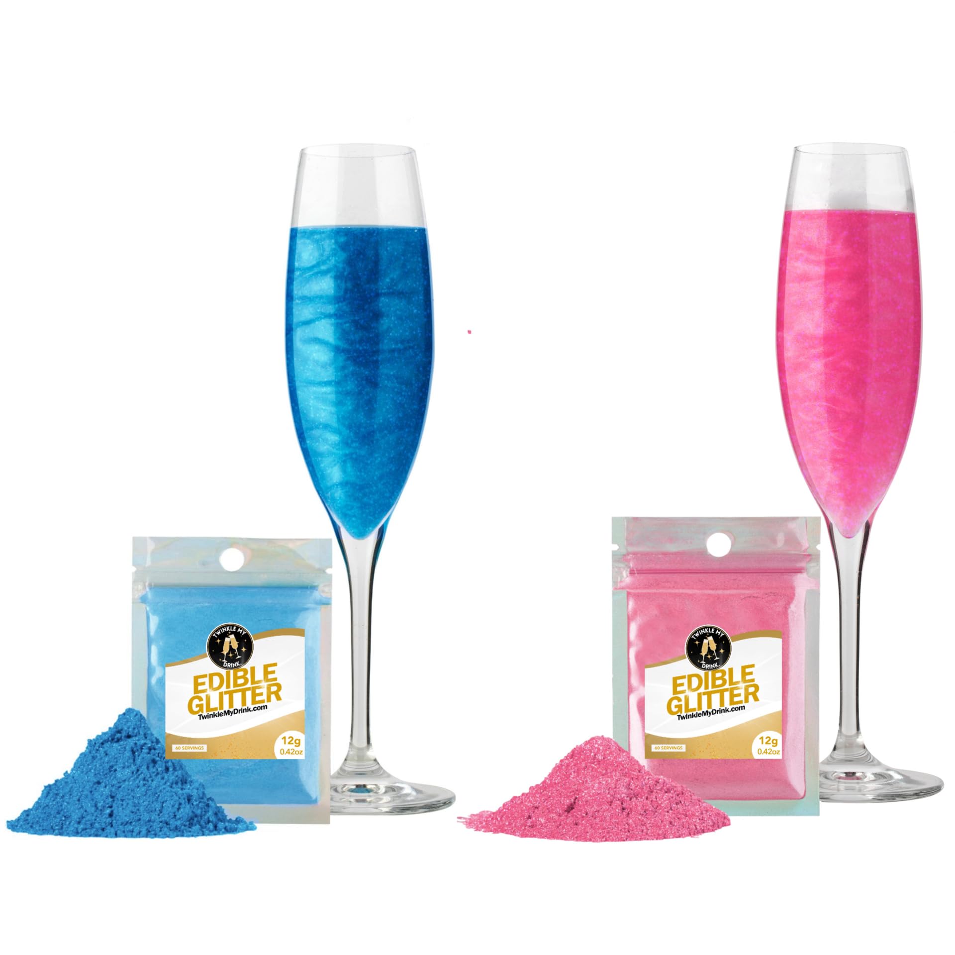Twinkle my Drink® Eetbare glitter voor drankjes, blauw-roze, decoratie ...