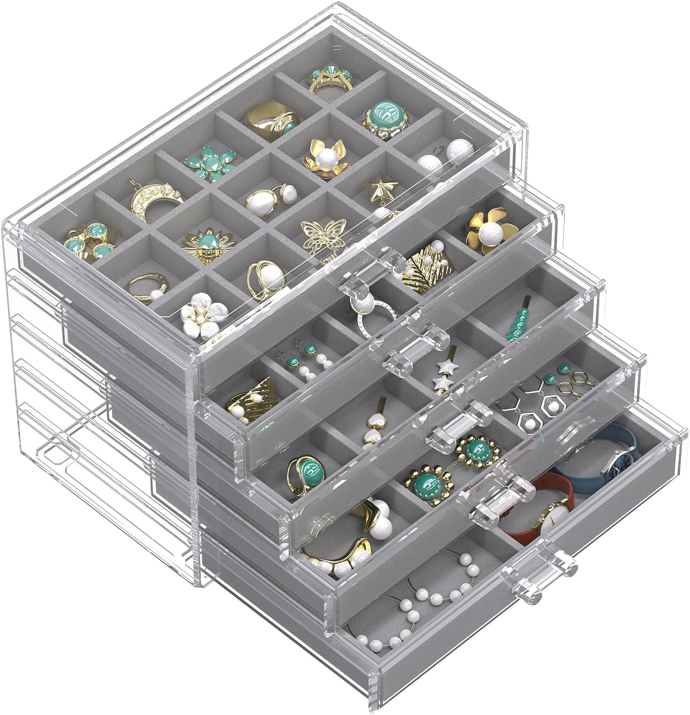 Amazon.com: Harmon Wandyer Acrylic Jewelry Organizer, Clear Jewelry Box ...
