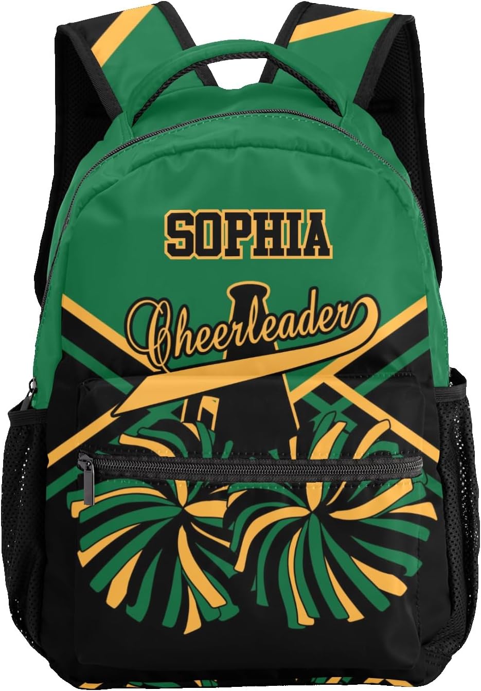 Amazon.com | SunFancyCustom Cheer Cheerleader Black Green Backpack ...