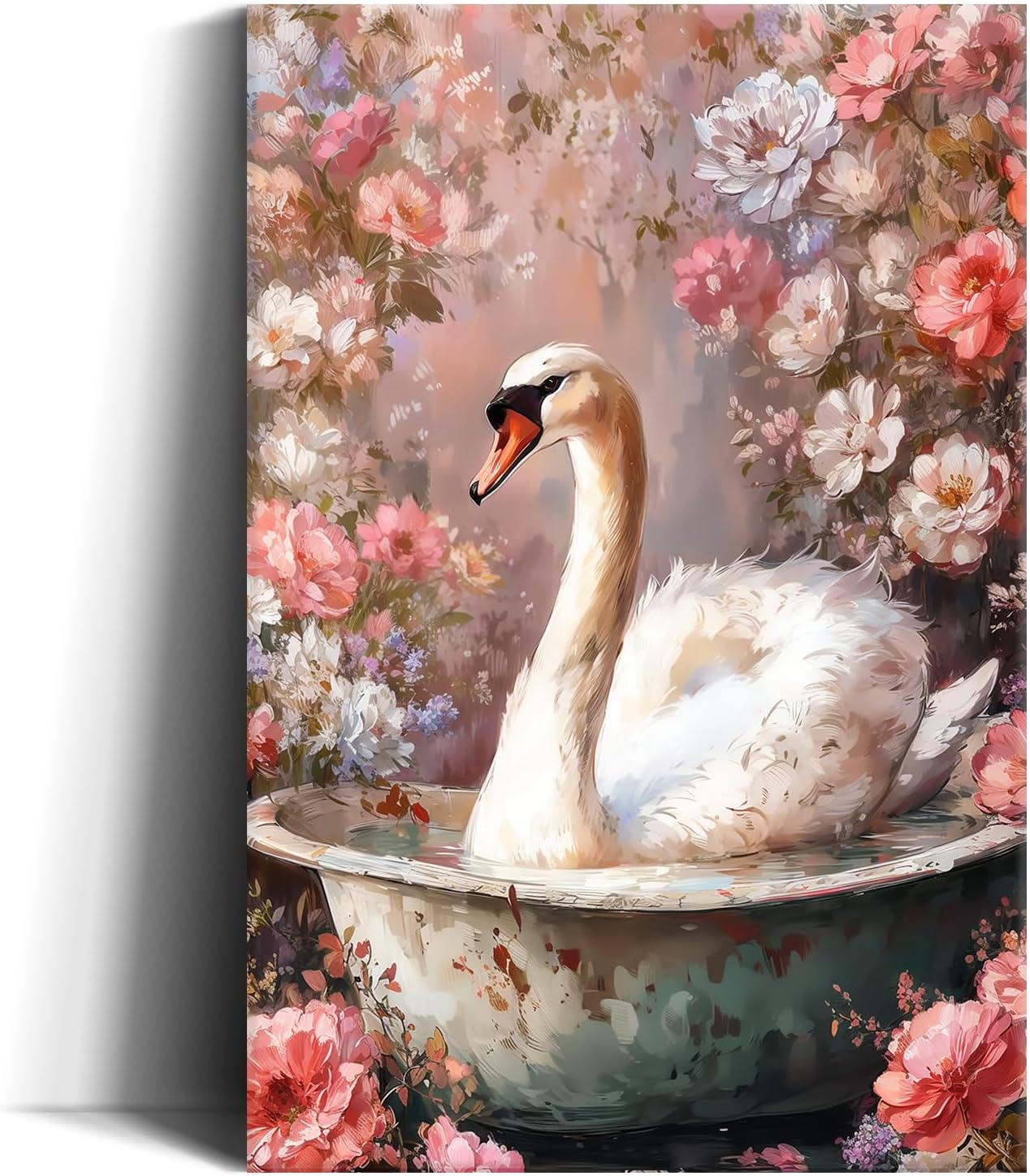 Amazon.com: OLUNMILA Swan Rustic Wall Art Vintage Swan in Bathtub ...