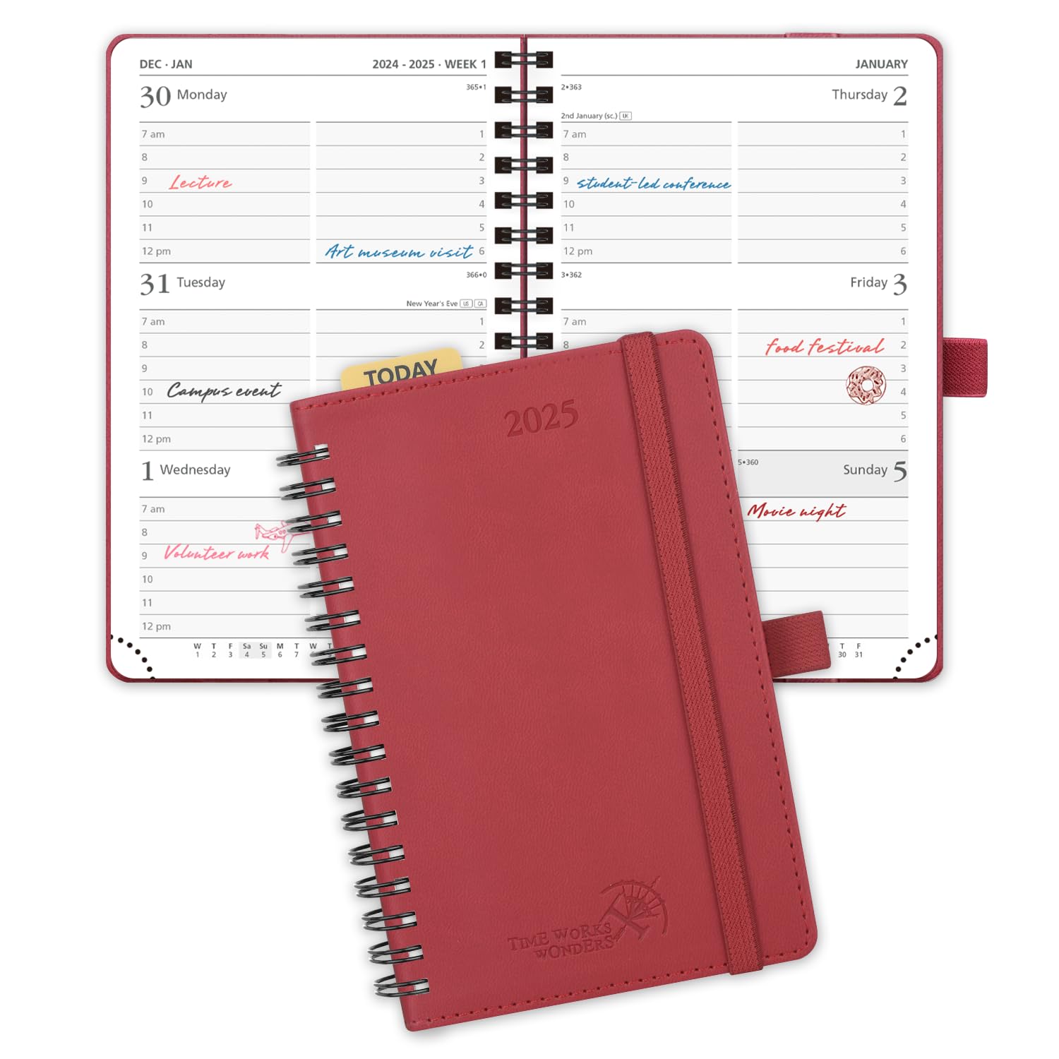 POPRUN Pocket Diary 2025 Week to View A6 (16×10.5 cm) Small Soft Cover ...