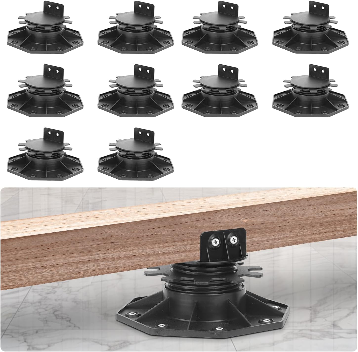 10pcs Deck Blocks Foundation, Adjustable Deck Support Blocks Black High ...