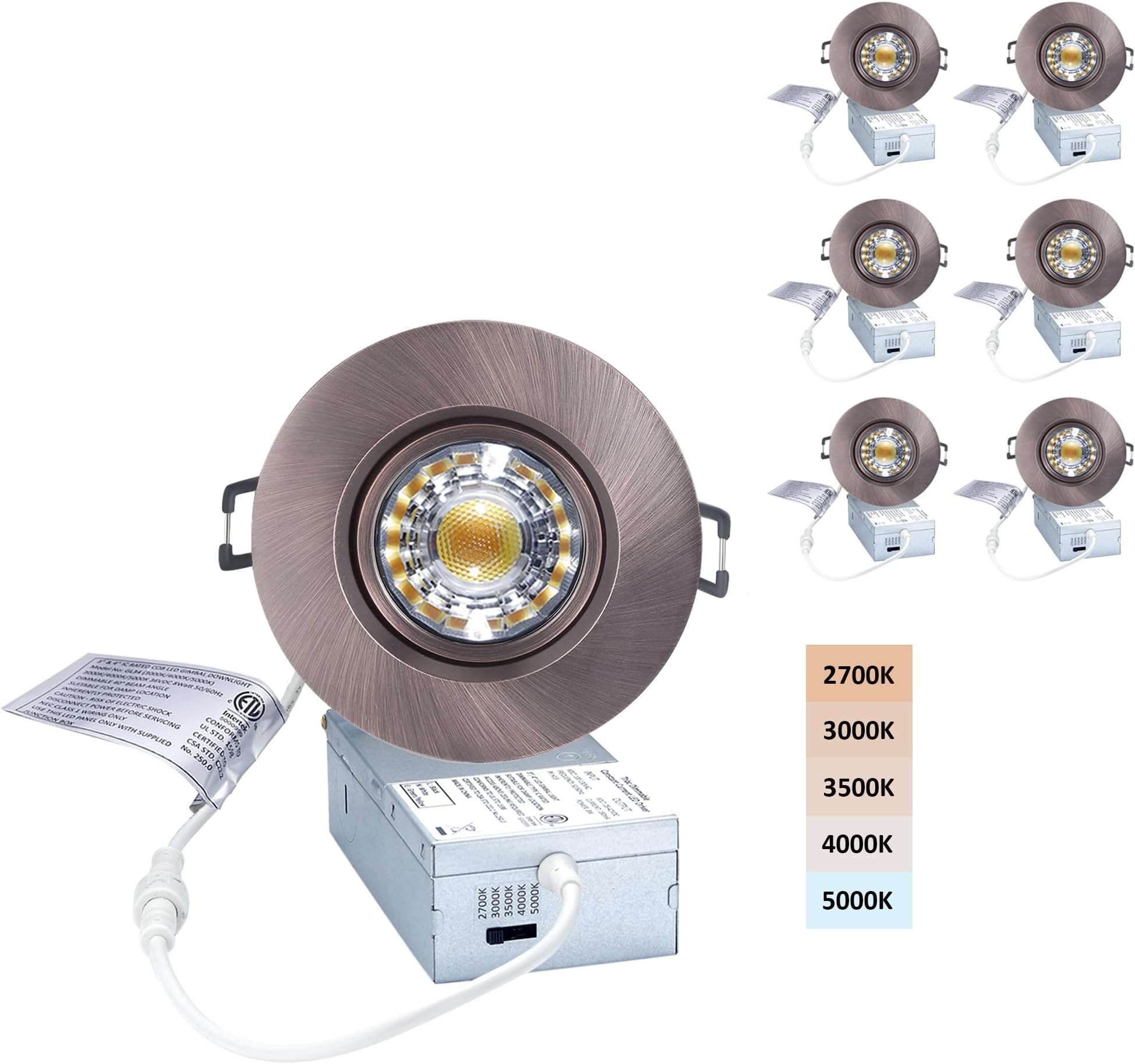 ZYC Black Recessed Gimbal Light - 10 Pack 3 Inch Recessed LED Lights ...