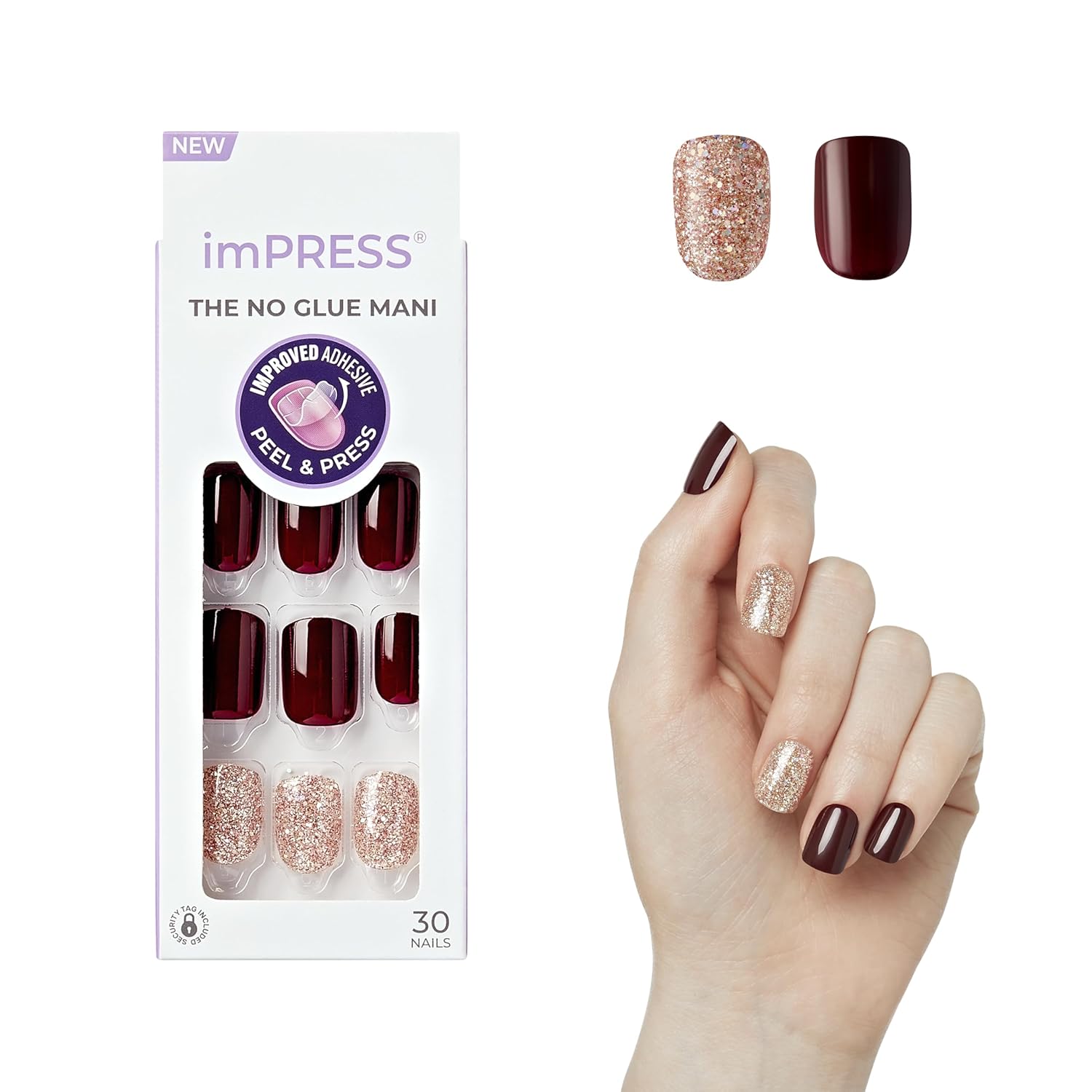 Amazon.com: KISS imPRESS No Glue Mani Press On Nails, Design, 'No Other ...