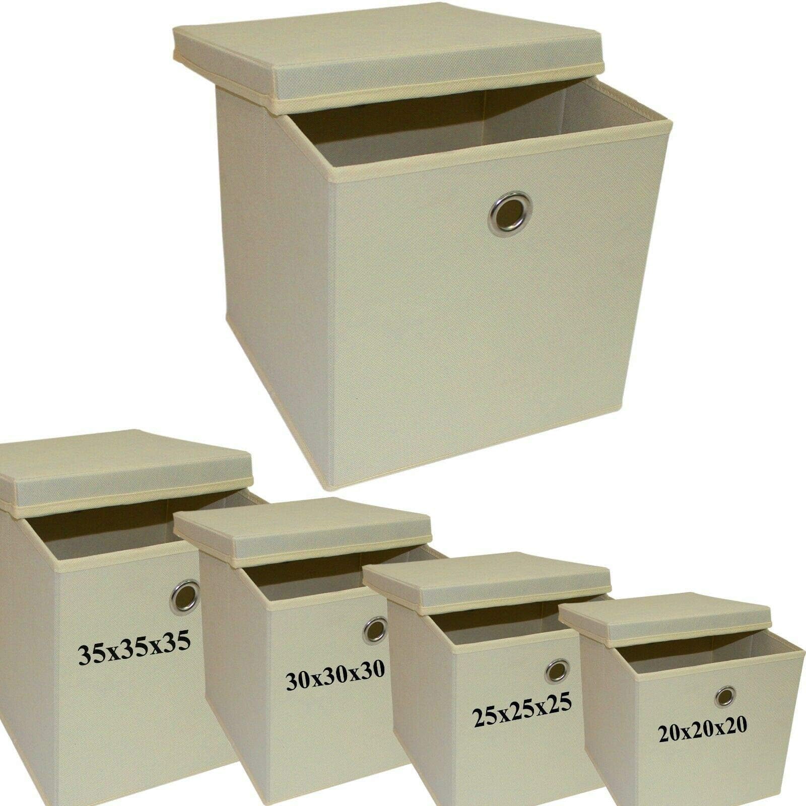 OHS Faux Linen Fabric Storage Box with Lid, Removable Base Collapsible ...