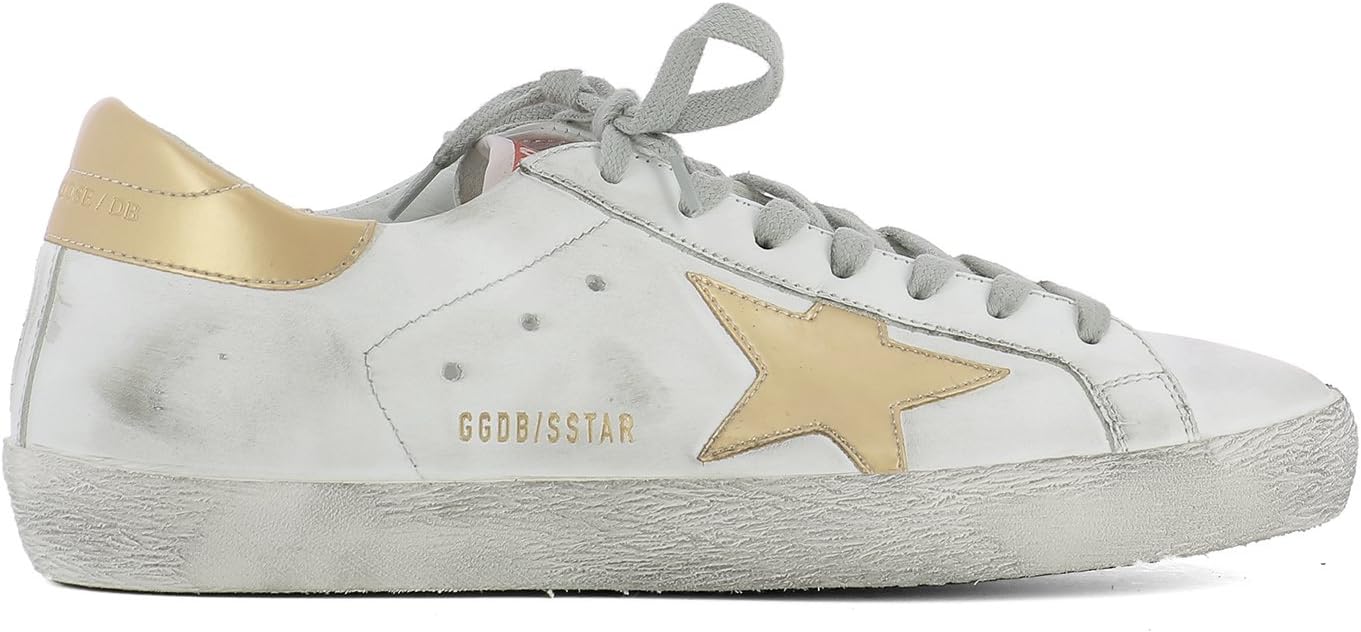 Amazon.com | Golden Goose Men's G31ms590d15 White/Gold Leather Sneakers ...