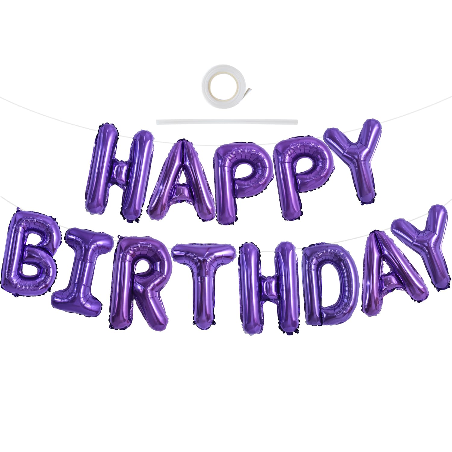 Amazon.com: TONIFUL Purple Happy Birthday Balloons Banner 16 Inch Mylar ...