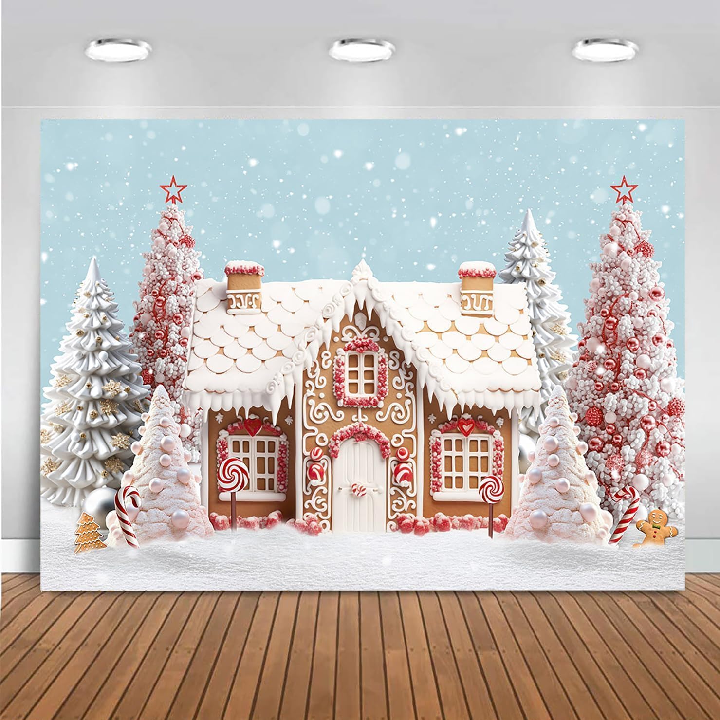 Amazon.com : Mocsicka Christmas Gingerbread House Backdrop Winter ...