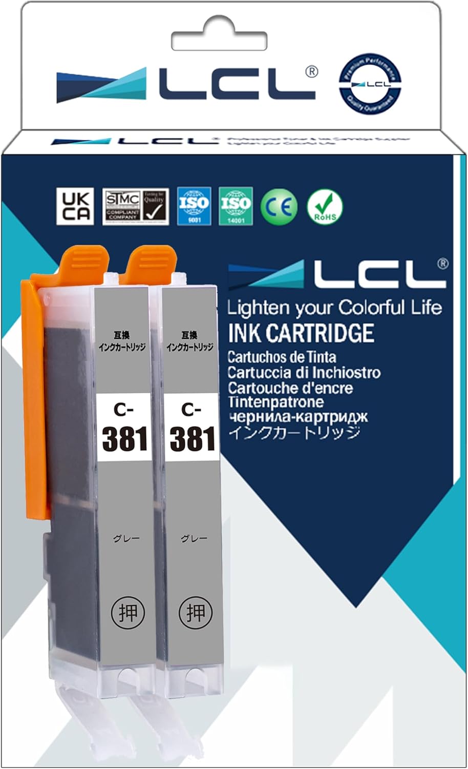 Amazon.co.jp: LCL Canon用 キャノン用 BCI-381XL BCI-381XLGY （2パック グレー） 互換インクカートリッジ 増量 ICチップ残量表示検知機能付き ...