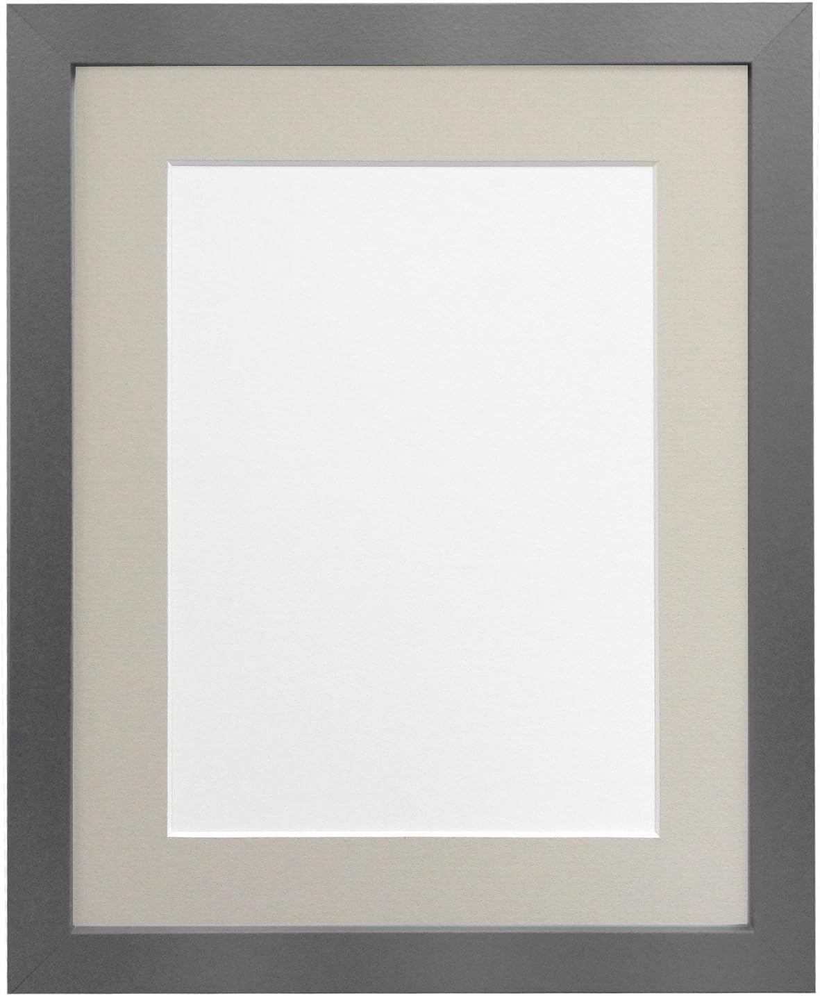 FRAMES BY POST H7 Silver Picture Frame 25mm Wide with Light Grey Mount ...