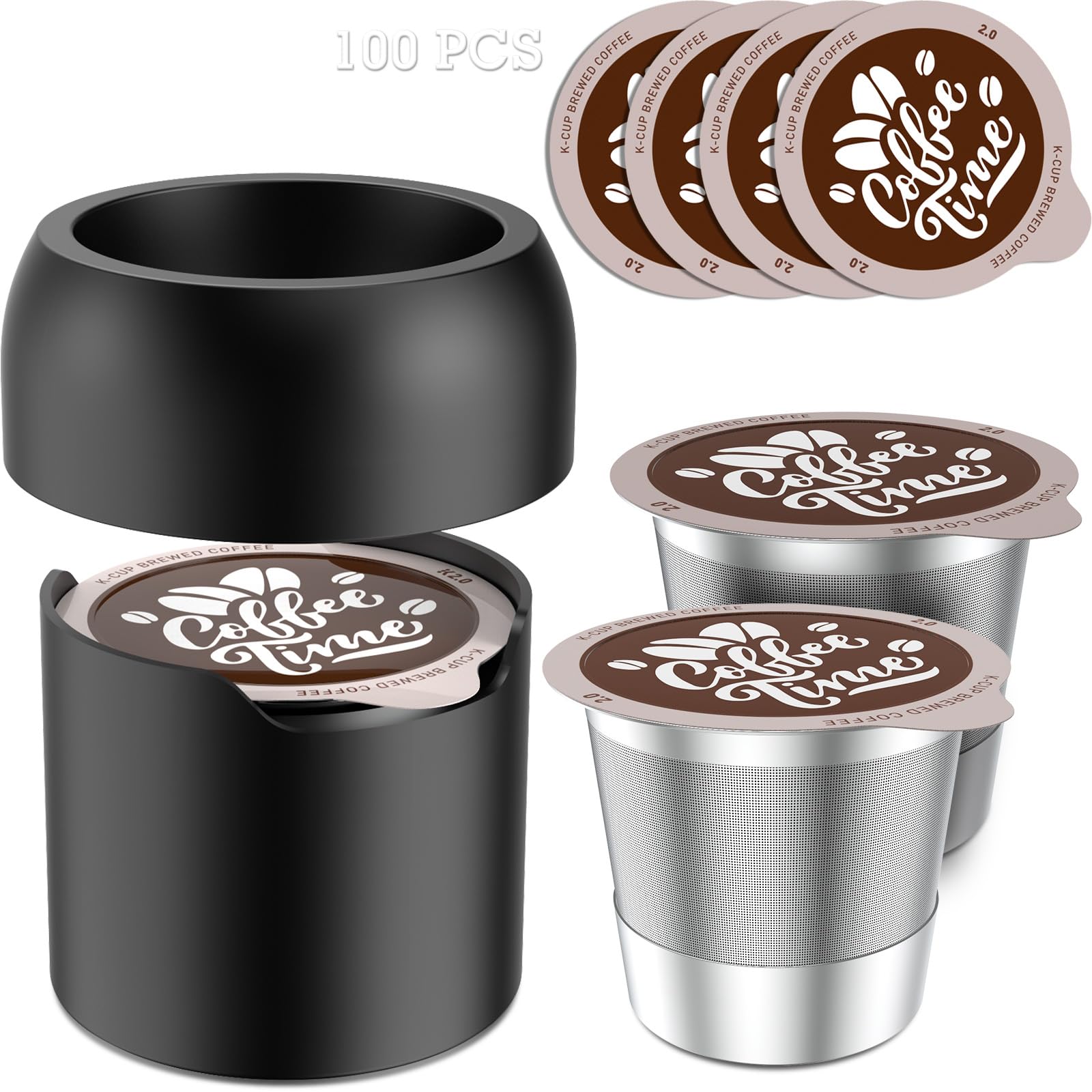 Amazon.com: Reusable Coffee pods Refill Kit,1 Holder, 2 Stainless Steel ...