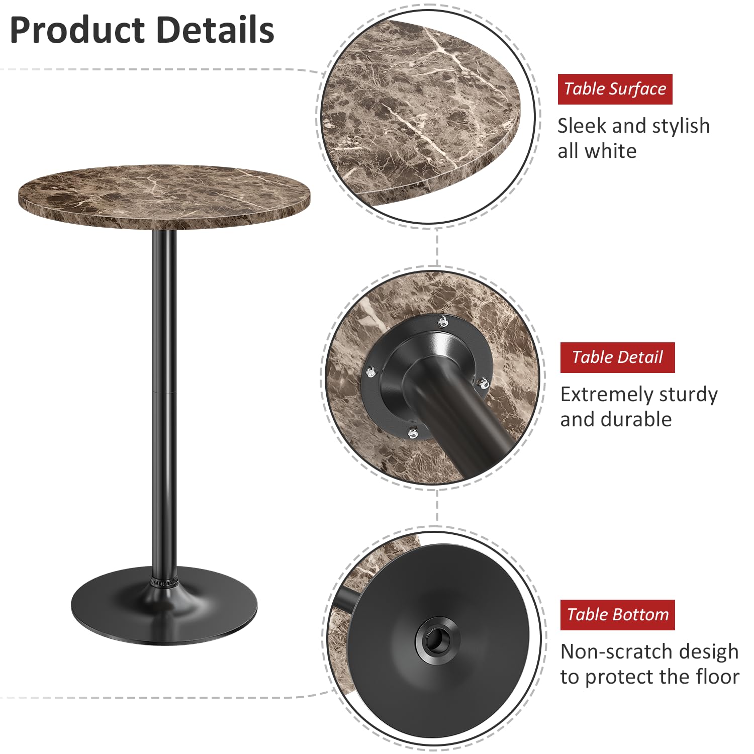 Snapklik.com : Furmax Bistro Pub Table Round Bar Height Cocktail Table ...