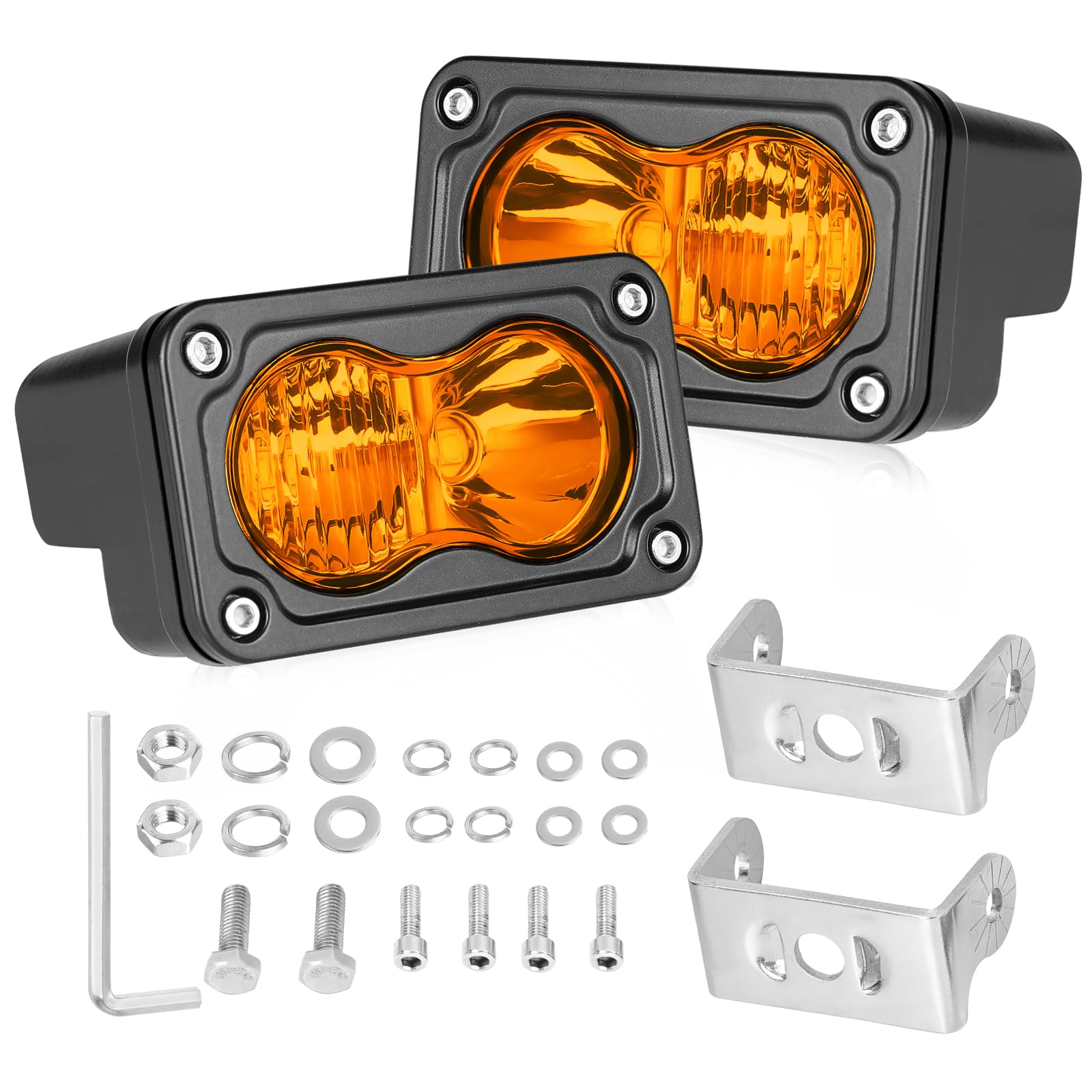 Amazon.com: AKD Part Amber LED Pods, 3 Inch CREE LED Amber Fog Pod ...