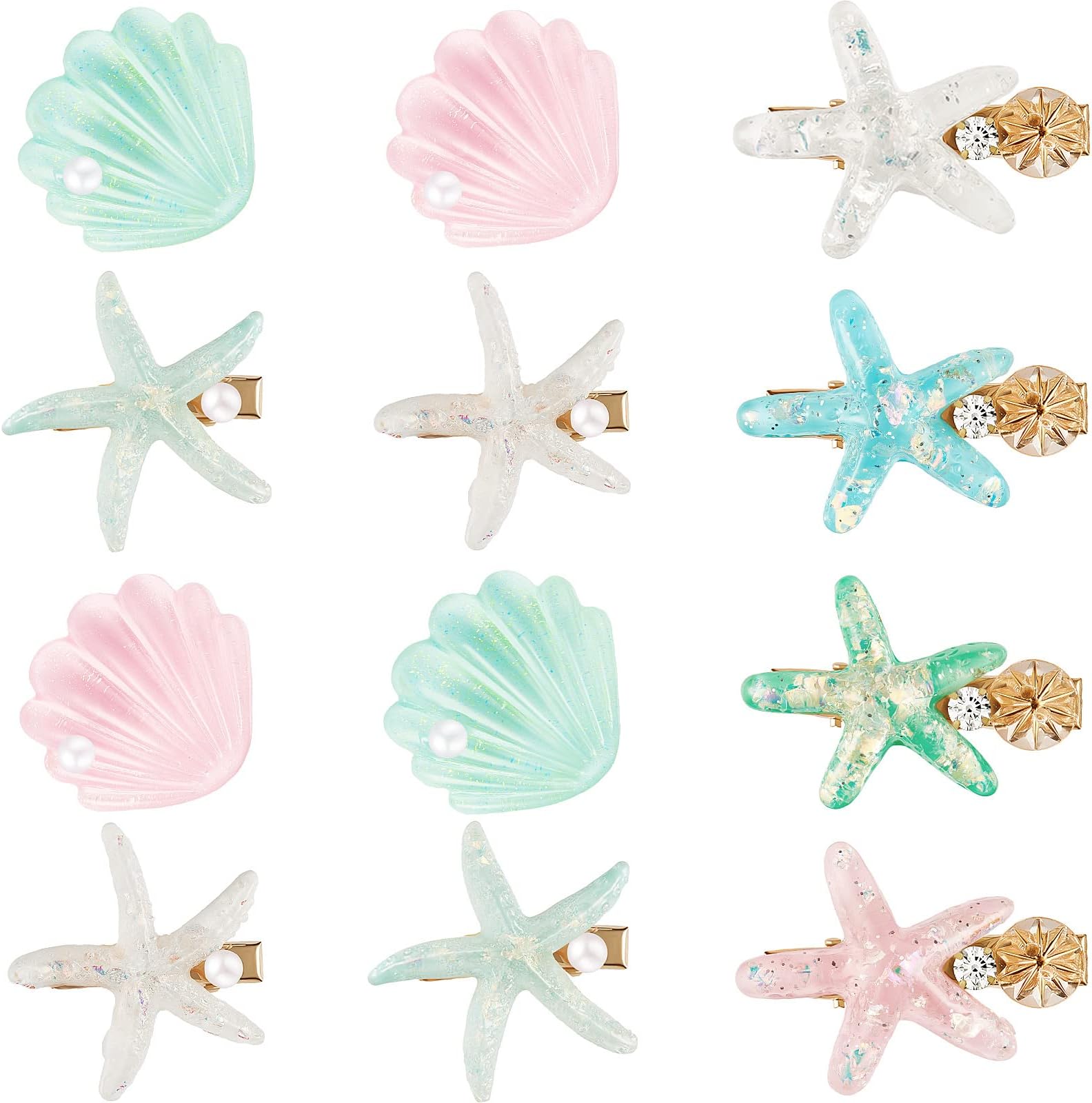 Amazon.com : WILLBOND 12 Pieces Artificial Shell Pearl Starfish ...
