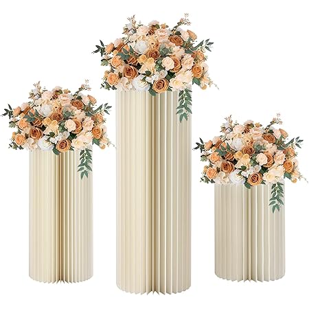 Amazon.com: 4Pcs Round Cylinder Pedestal Stands, Cardboard Vases for ...