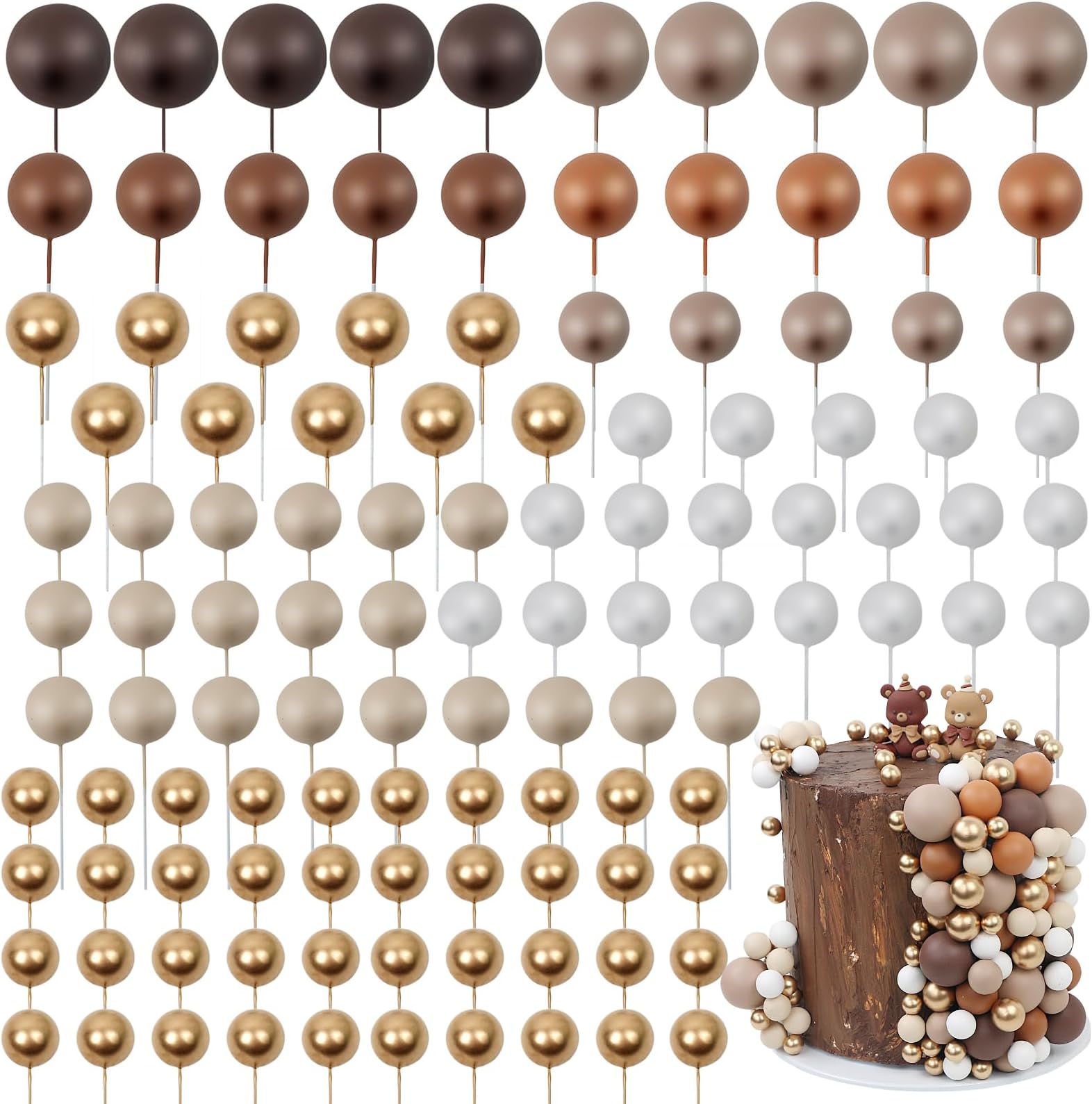 Amazon.com: Maitys 216 Pcs Balls Cake Topper Mini Foam Balloons Toppers ...