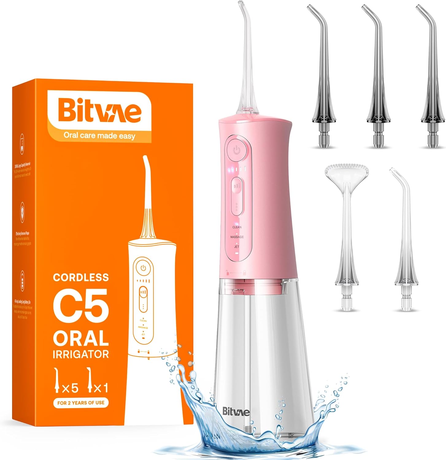Bitvae Water Flossers for Teeth, Cordless Water Flosser with 3 Modes ...