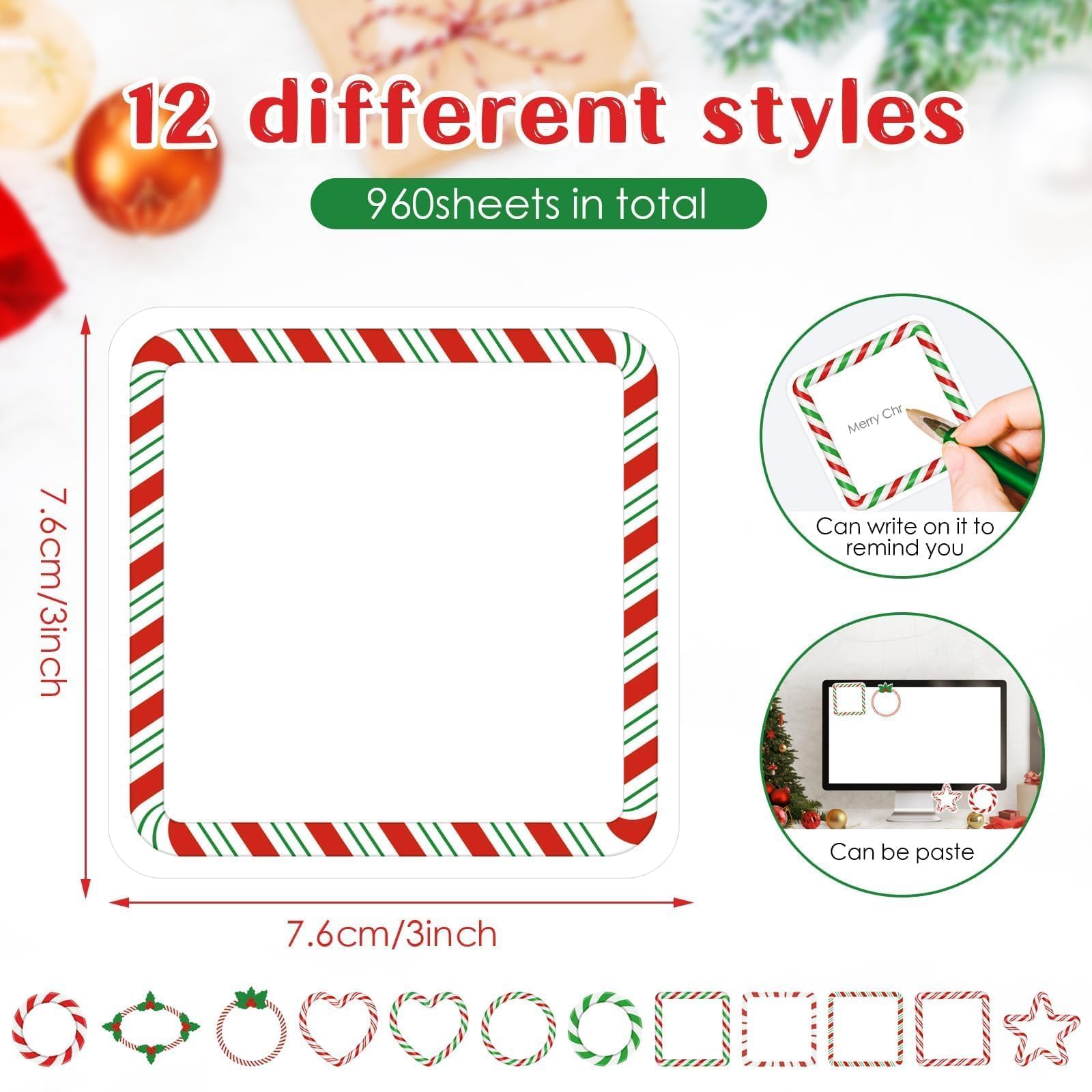 Snapklik.com : 48 Pcs Christmas Candy Sticky Note Self-Adhesive ...