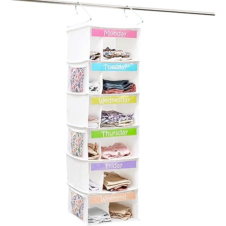 Amazon.com: ANZORG Weekly Kids Clothes Organizer Day of Week School ...