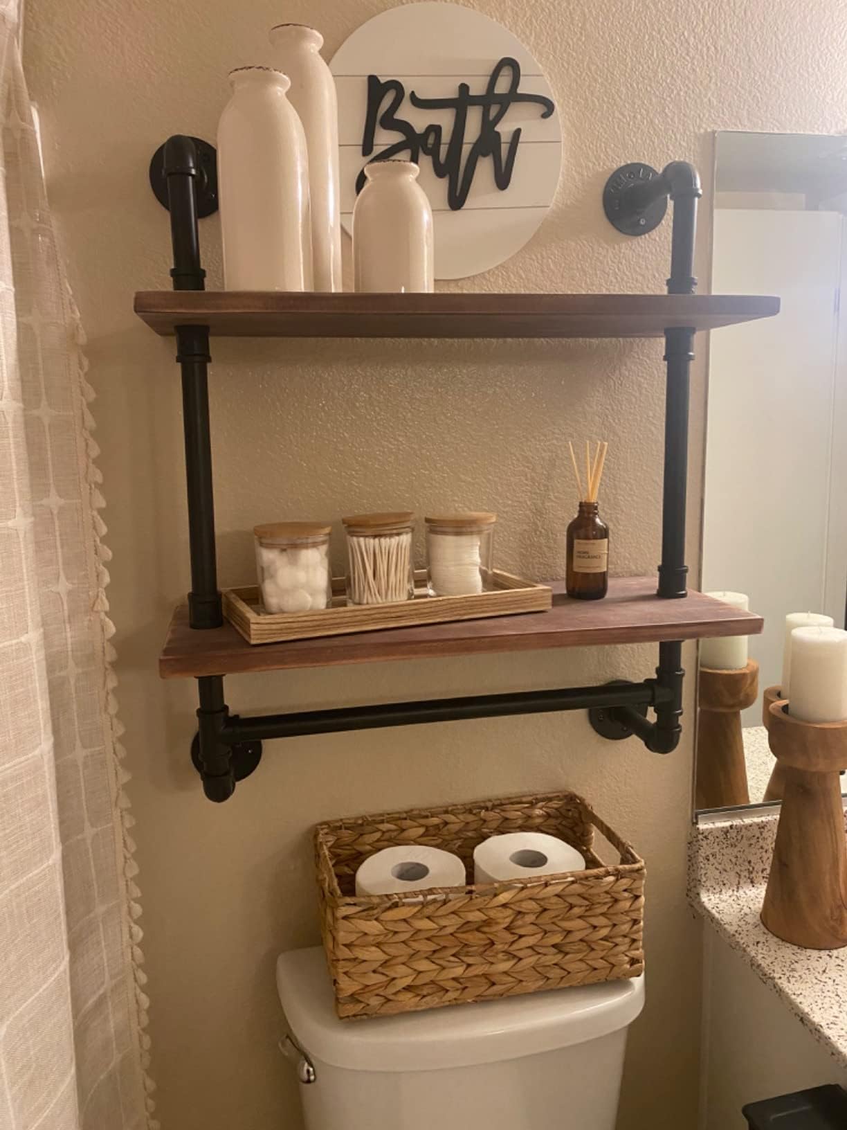 Amazon.com: OUBITO Rustic Floating Shelf,Industrial Pipe Shelving ...