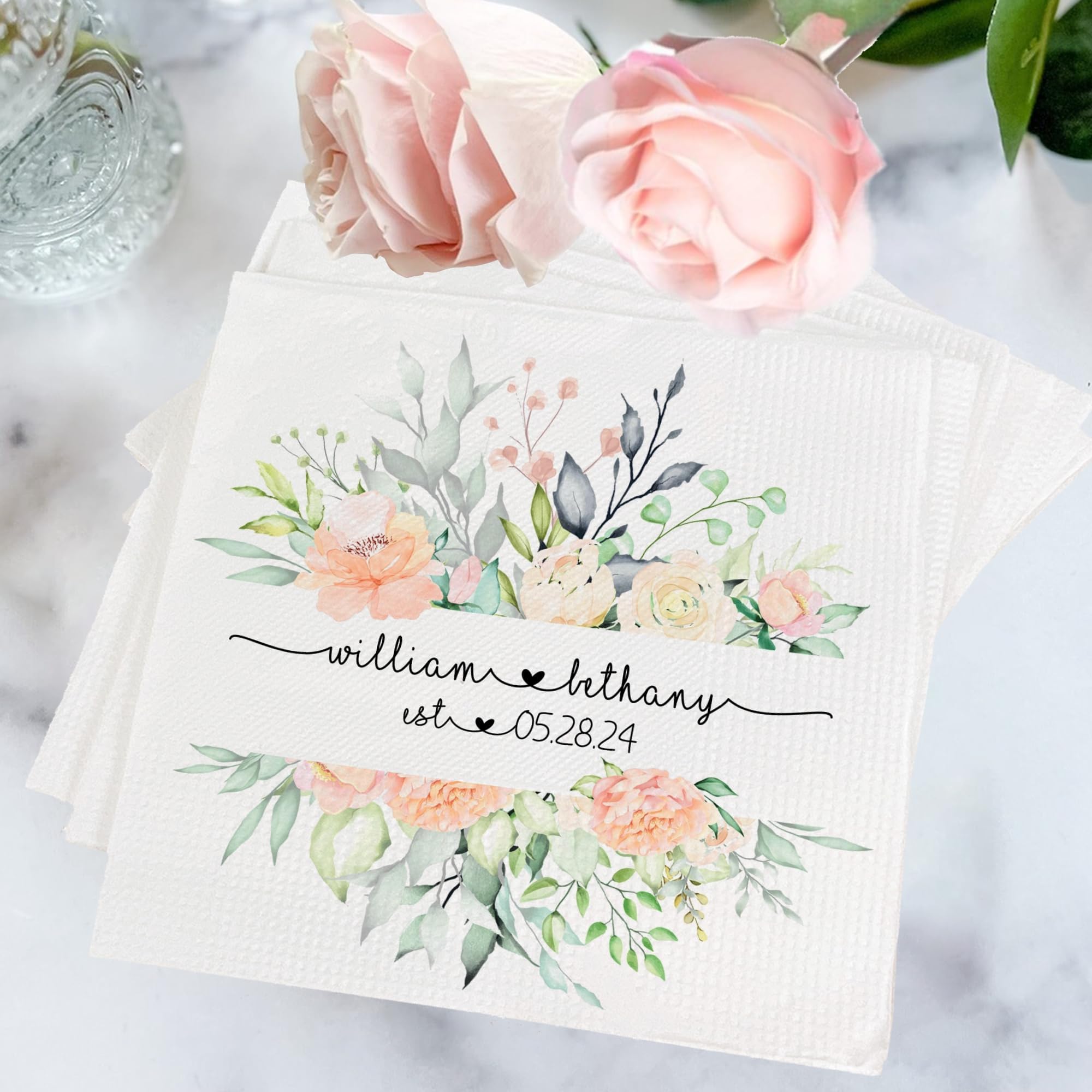 Amazon.com | Custom Wedding Napkins, Personalized Cocktail Napkins ...